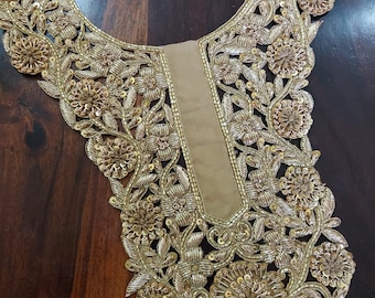 Decorative Neck Patches Indian Beaded Gold Collar Handcrafted Crafted ...