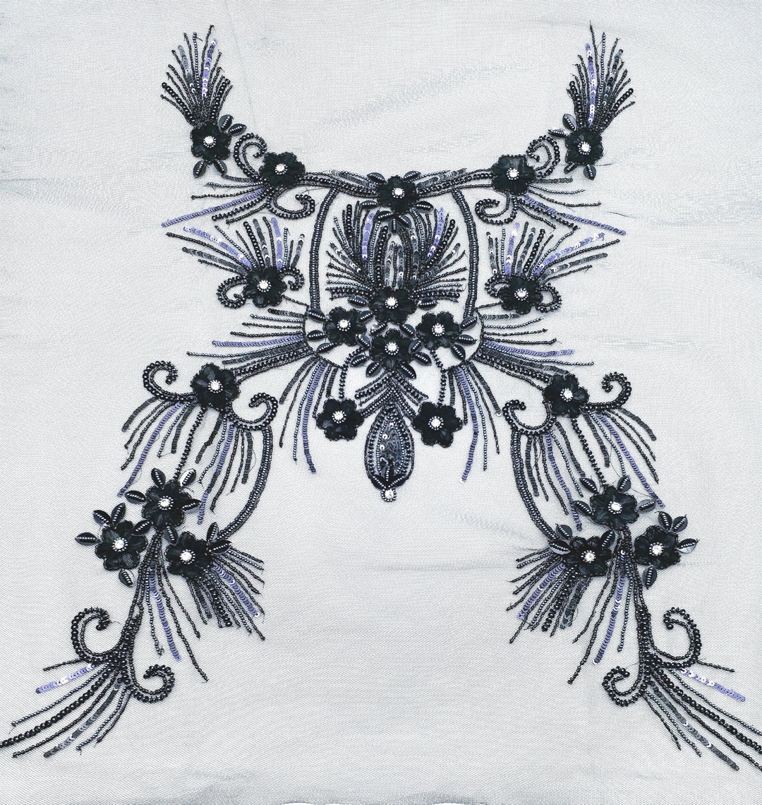 The Bodice Panel, Beaded Panel on Tulle, Beads Applique, Coture ...