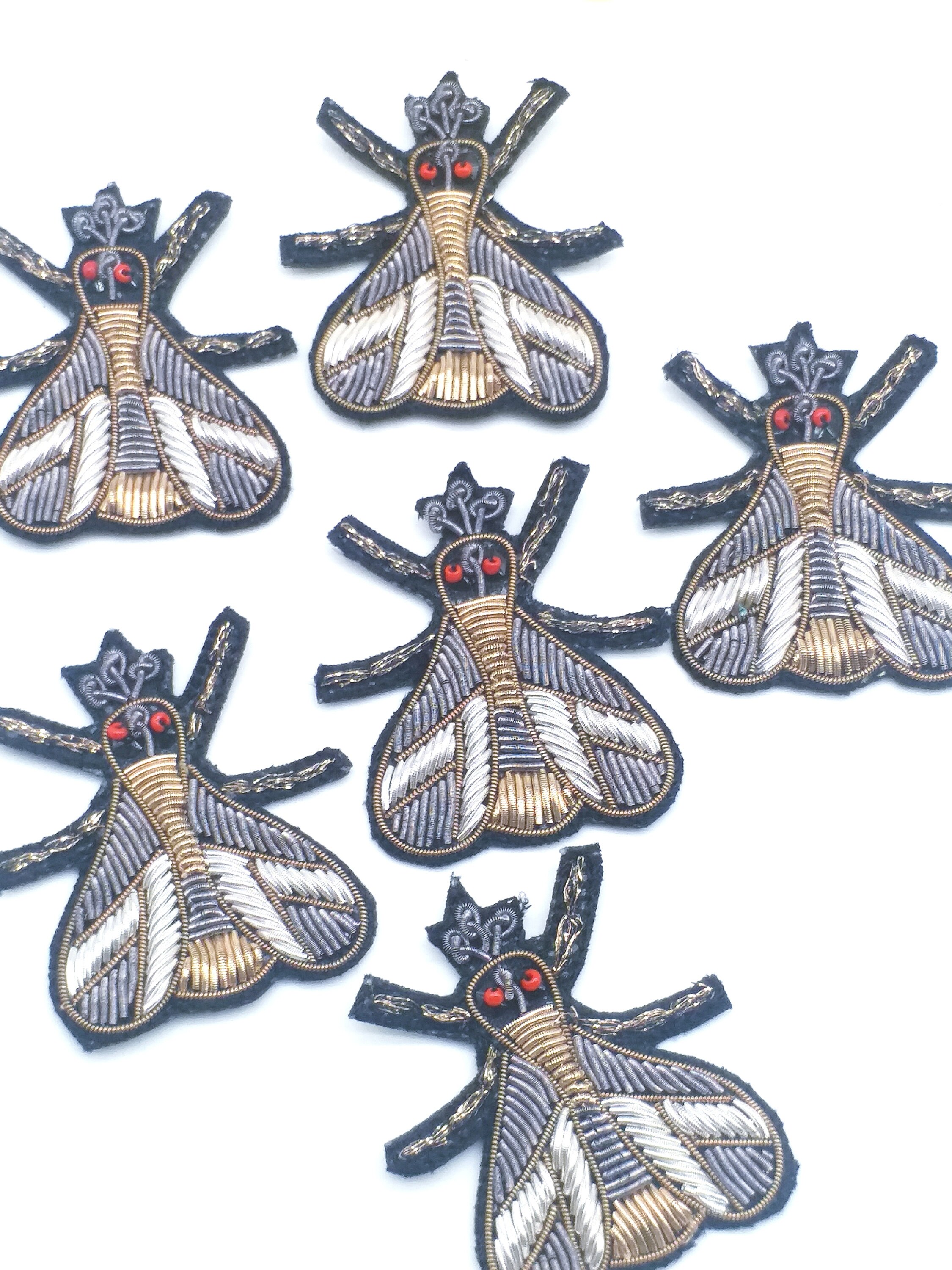 Set of 2 Pair Hand-made Ant Applique With Zardozi Work for - Etsy