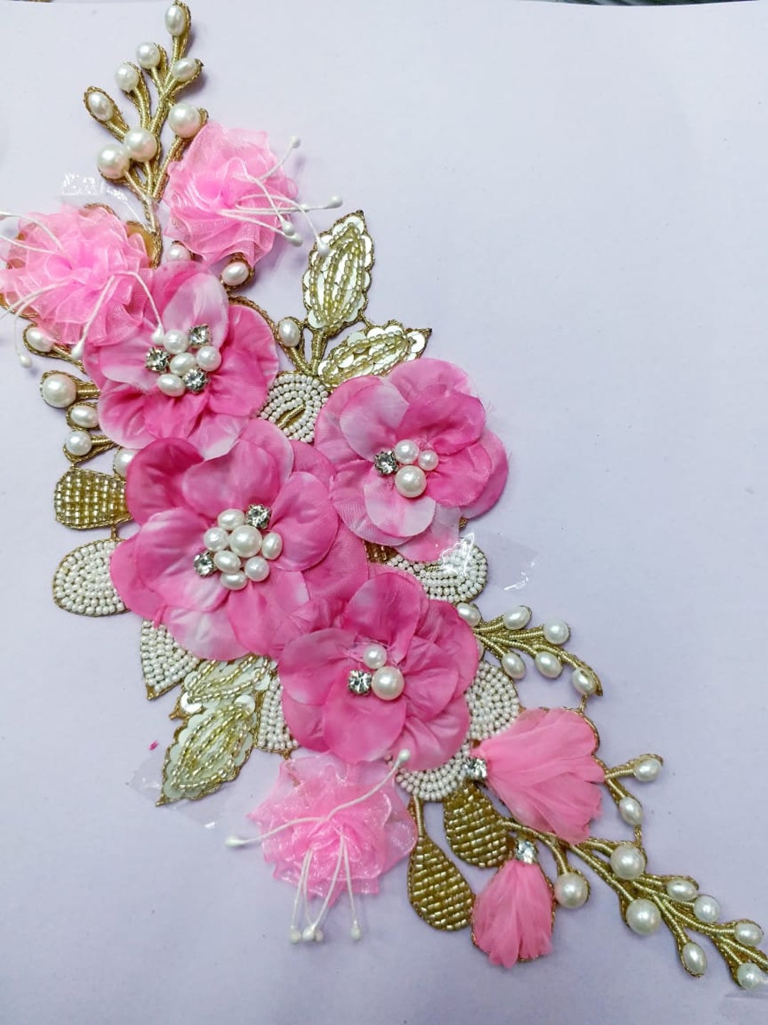 Set of 3 Flower Patch Indian Sewing Decorative Floral Thred Colorful ...