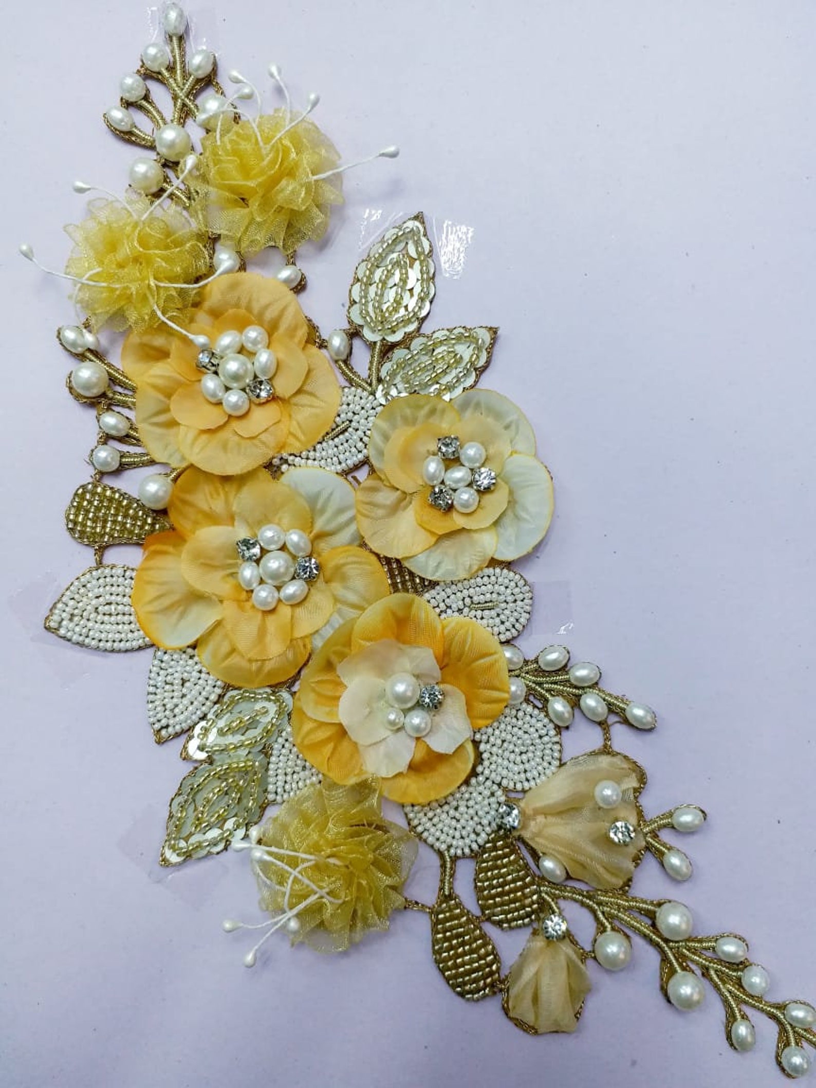 Set of 3 Flower Patch Indian Sewing Decorative Floral Thred Colorful ...