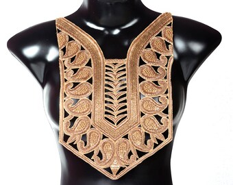 Decorative Neck Patches Indian Beaded Gold Collar Handcrafted - Etsy
