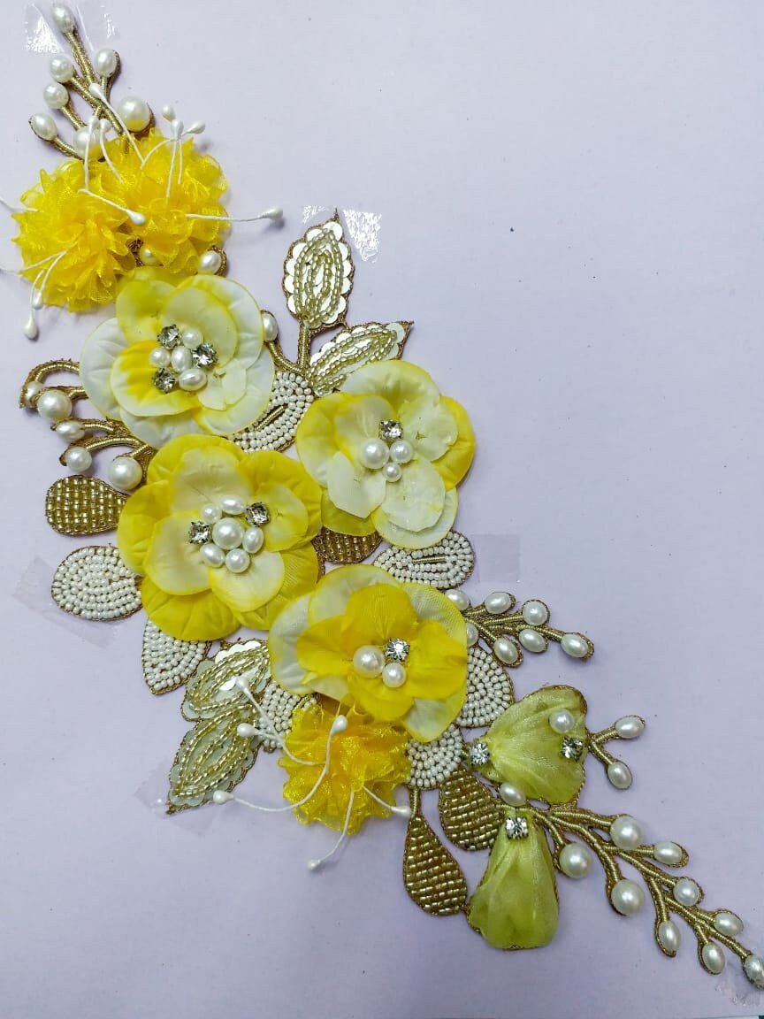 Set of 3 Flower Patch Indian Sewing Decorative Floral Thred Colorful ...