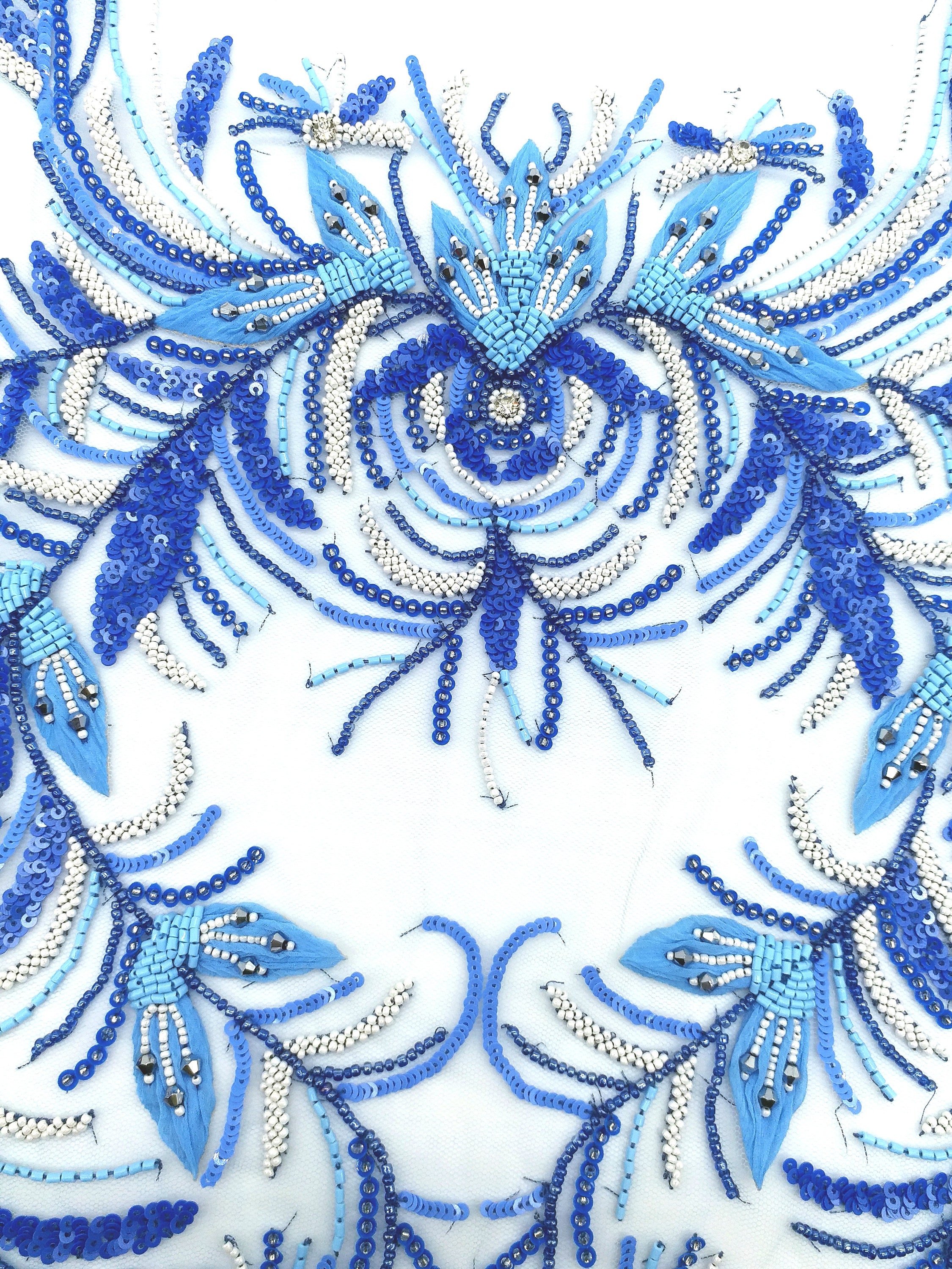 The Bodice Panel Beaded Panel on Tulle Beads Appliquecoture - Etsy