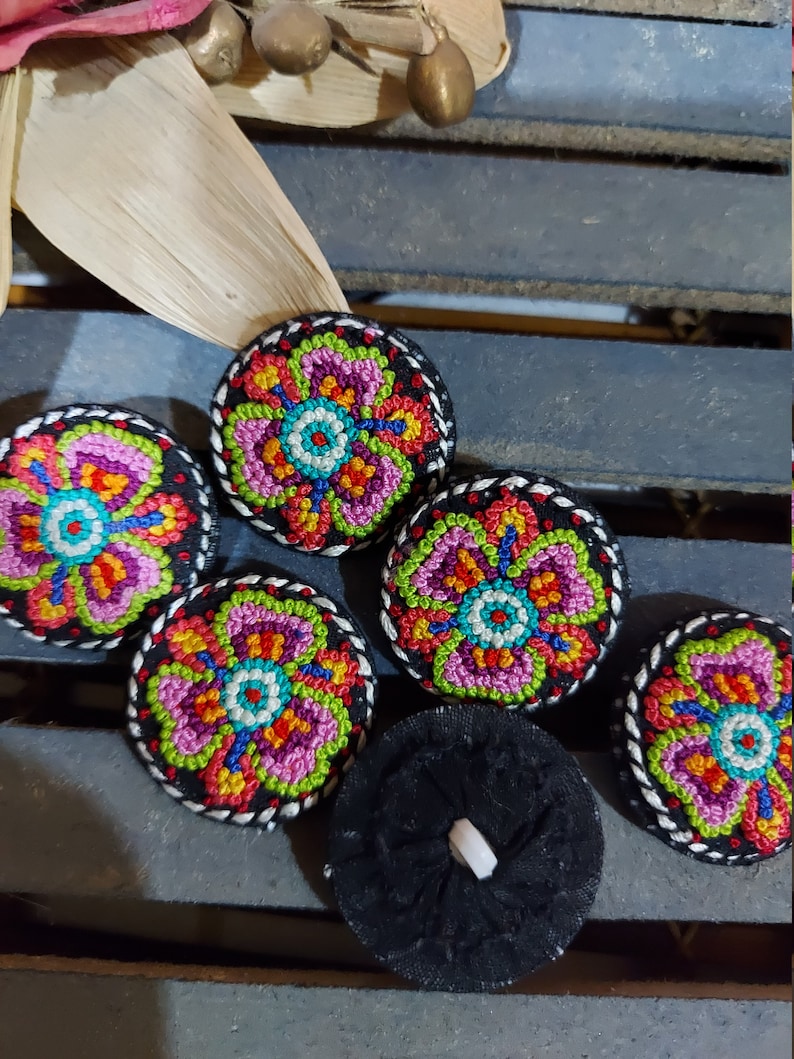 Embroidered Buttons. Buttons With Embroidery. Decorative Colourful ...