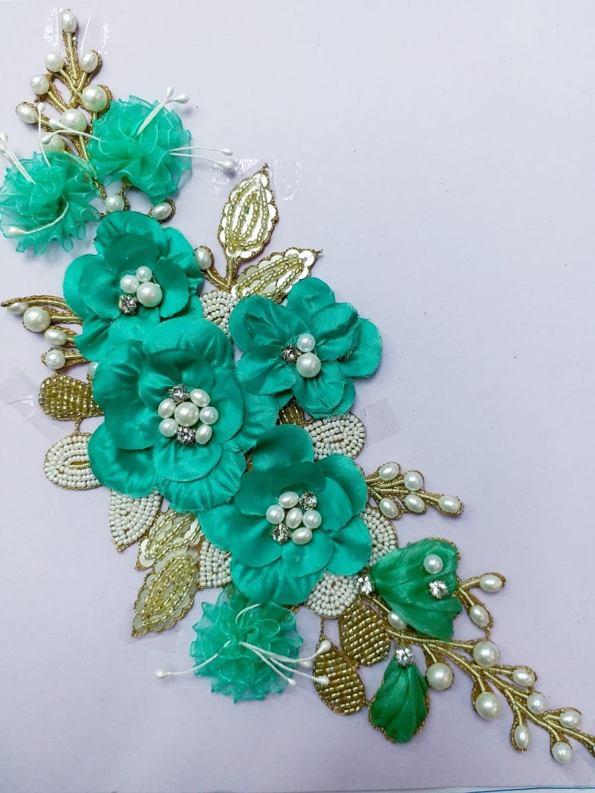 Set of 3 Flower Patch Indian Sewing Decorative Floral Thred Colorful ...