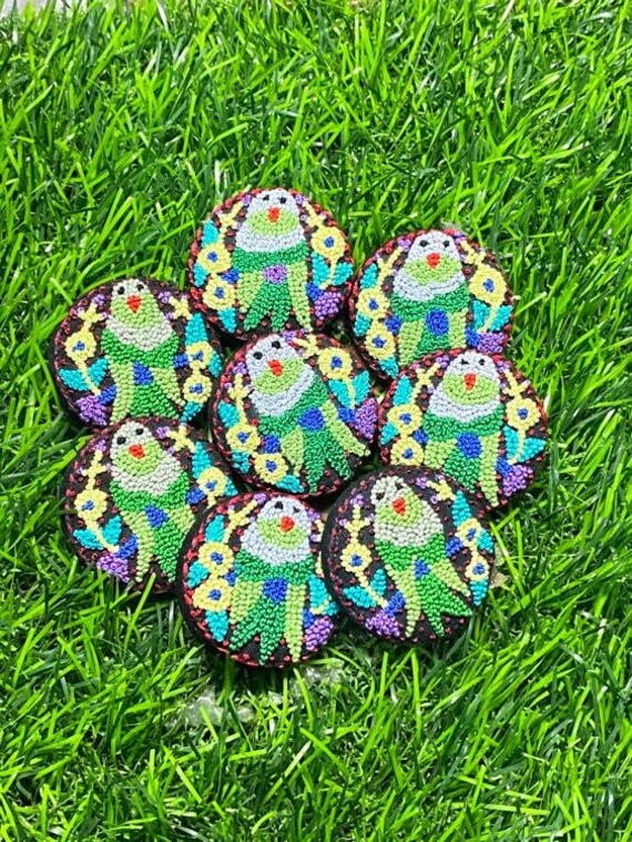 Embroidered Round Shaped Buttons. Buttons With Embroidery. - Etsy