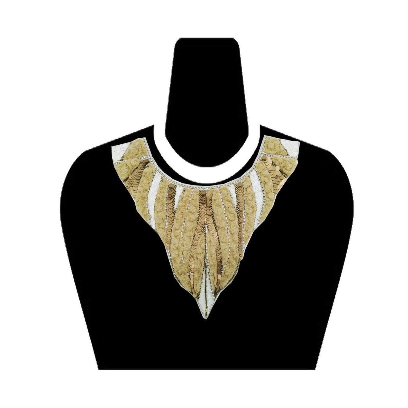 Set of 2 Decorative Neck Patches Indian Beaded Beige Colour Handcrafted ...