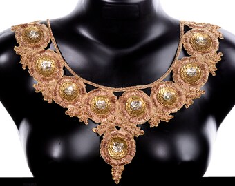 Decorative Neck Patches Indian Beaded Gold Collar Handcrafted - Etsy