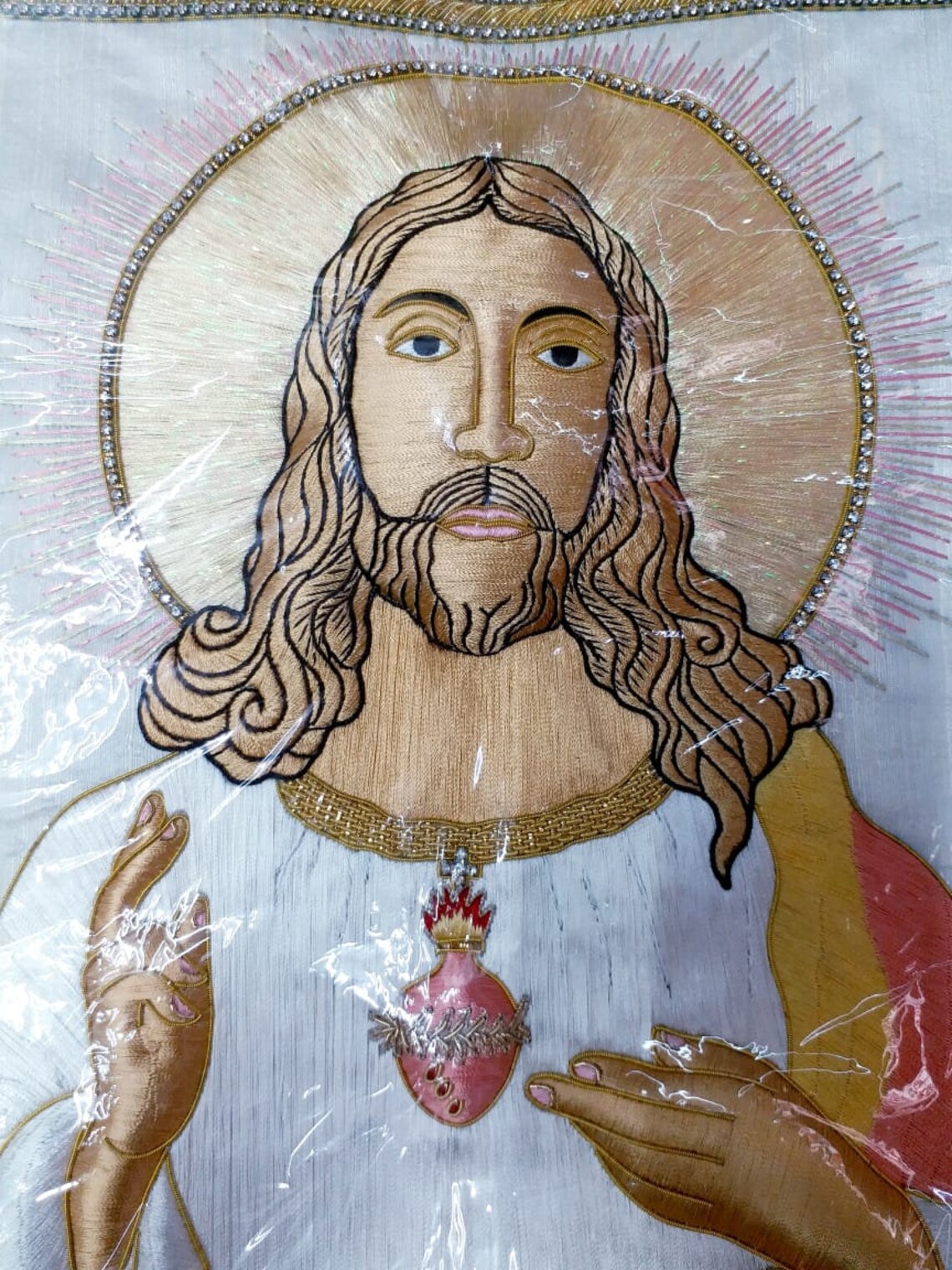Handmade Portrait of Saint Jesus Christ Embroidered With Beautiful ...