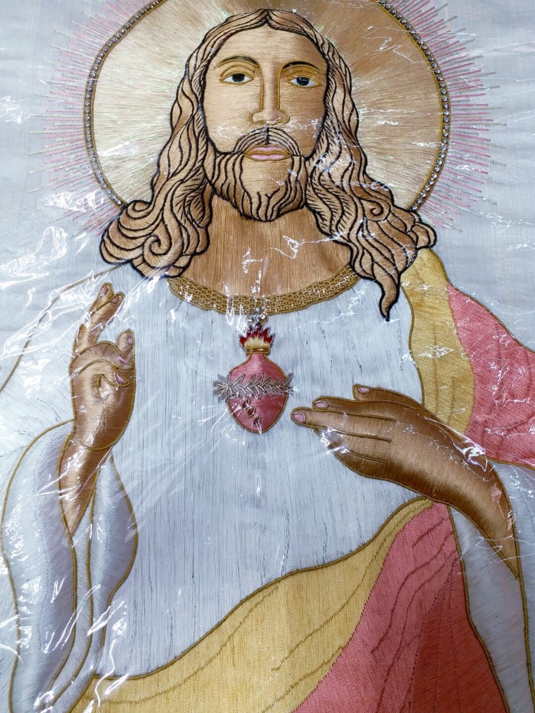 Handmade Portrait of Saint Jesus Christ Embroidered With Beautiful ...