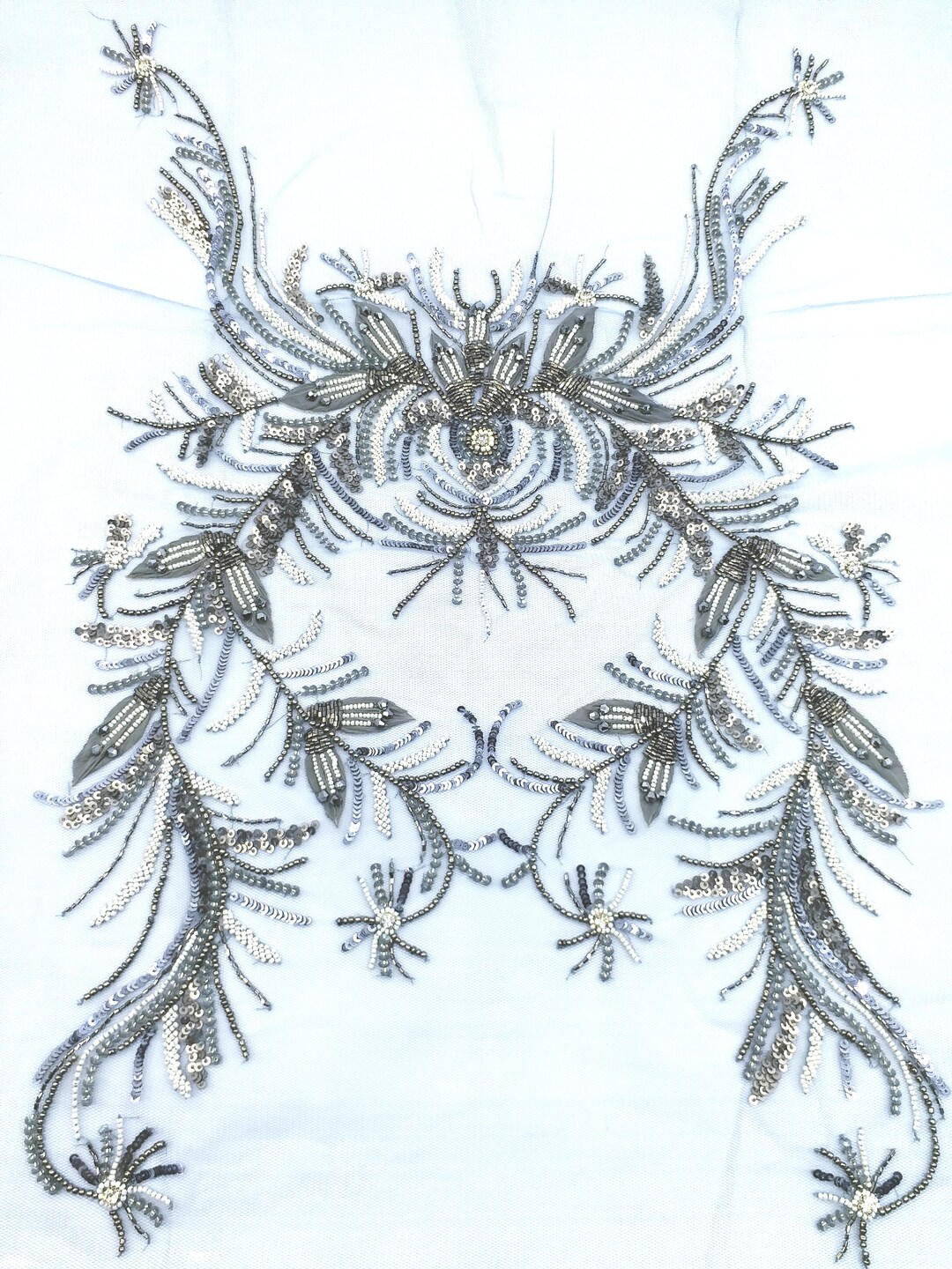 The Bodice Panel, Beaded Panel on Tulle, Beads Applique, Coture ...