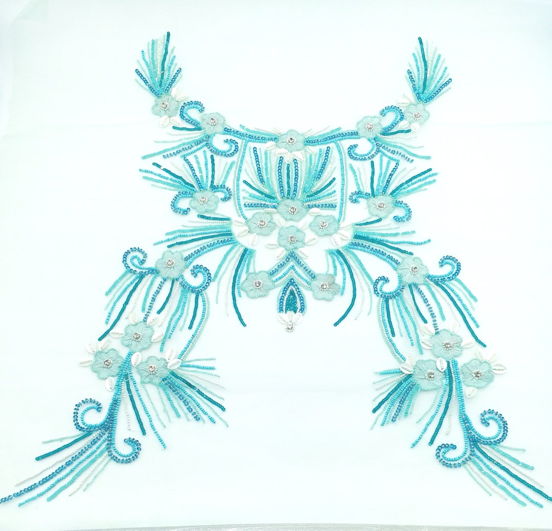 The Bodice Panel, Beaded Panel on Tulle, Beads Applique, Coture ...