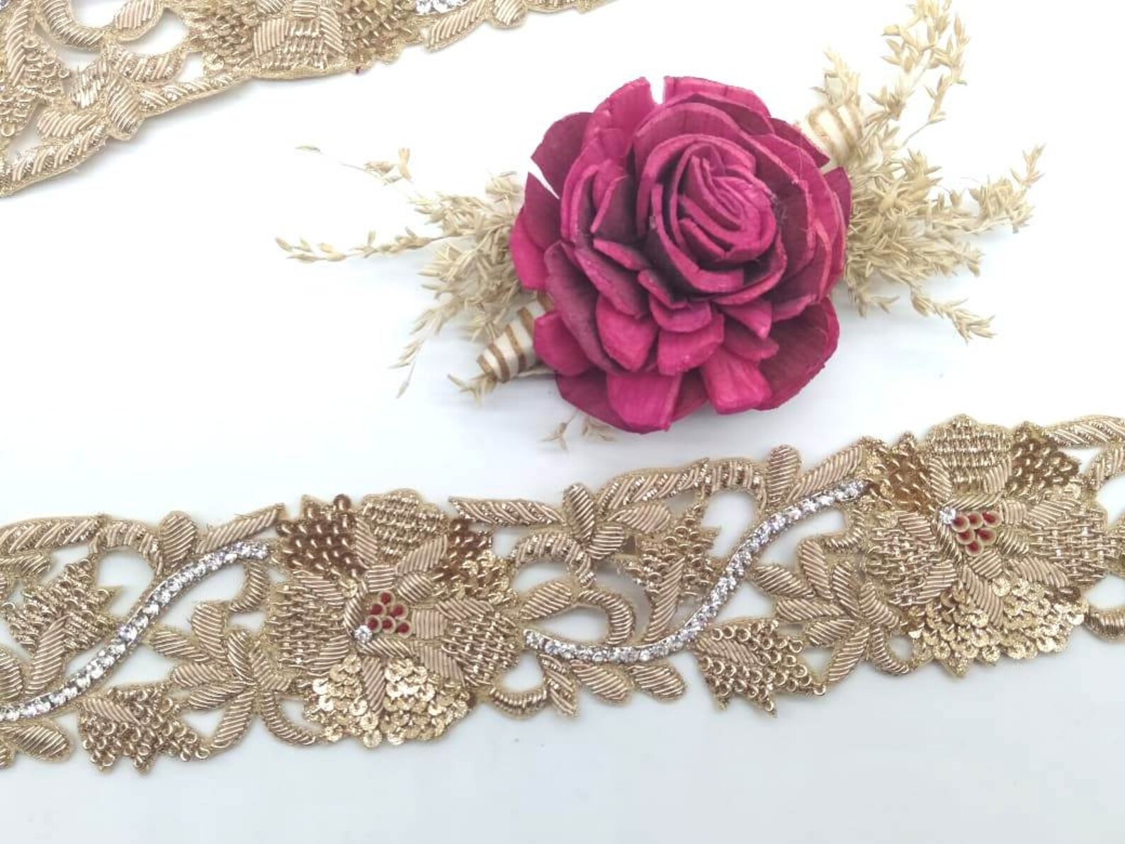 Beautifully Colourful Handmade Zardosi Flower Lace Golden - Etsy