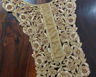 Decorative Neck Patches Indian Beaded Gold Collar Handcrafted | Etsy