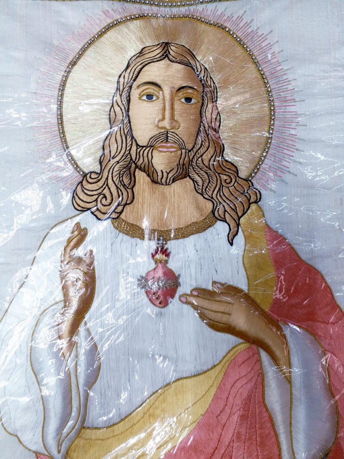 Handmade Portrait of Saint Jesus Christ Embroidered With Beautiful ...