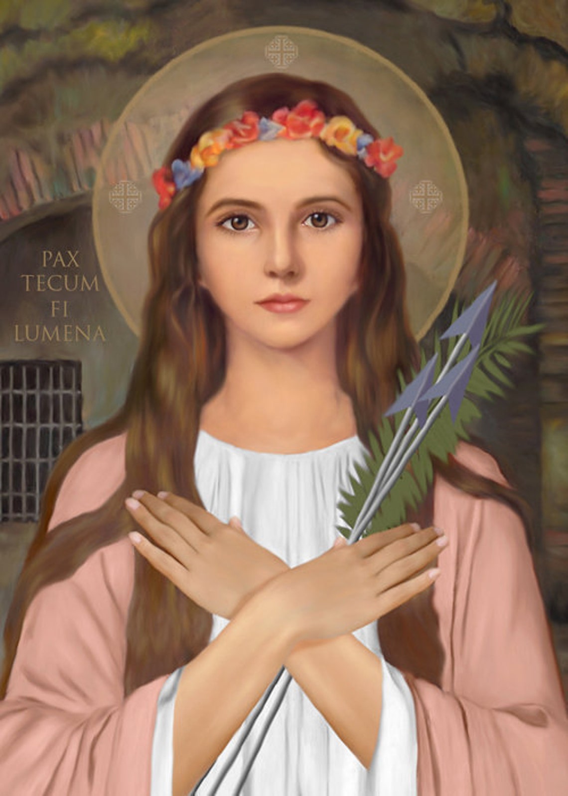 Saint Philomena Quality Picture Stretched Canvas on Wooden Frame 30 Cms ...
