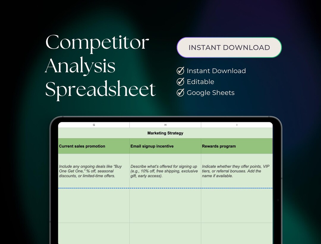 Competitor Analysis Spreadsheet for Business Strategy & Market Research ...