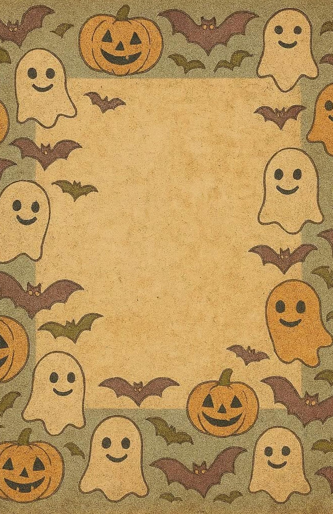 Editable Printable Halloween Vintage Bats Ghosts Pumpkins Notepad PNG ...