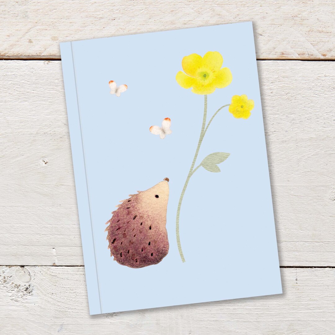 Hedgehog Notebook A6, Buttercup and Butterfly Design, Ruled - Etsy