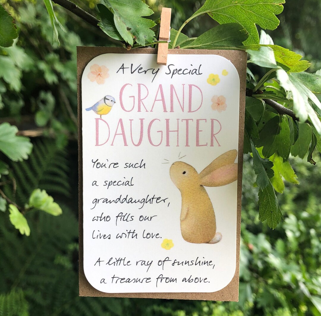 Granddaughter Keepsake Card, Rabbit and Bird Design - Etsy