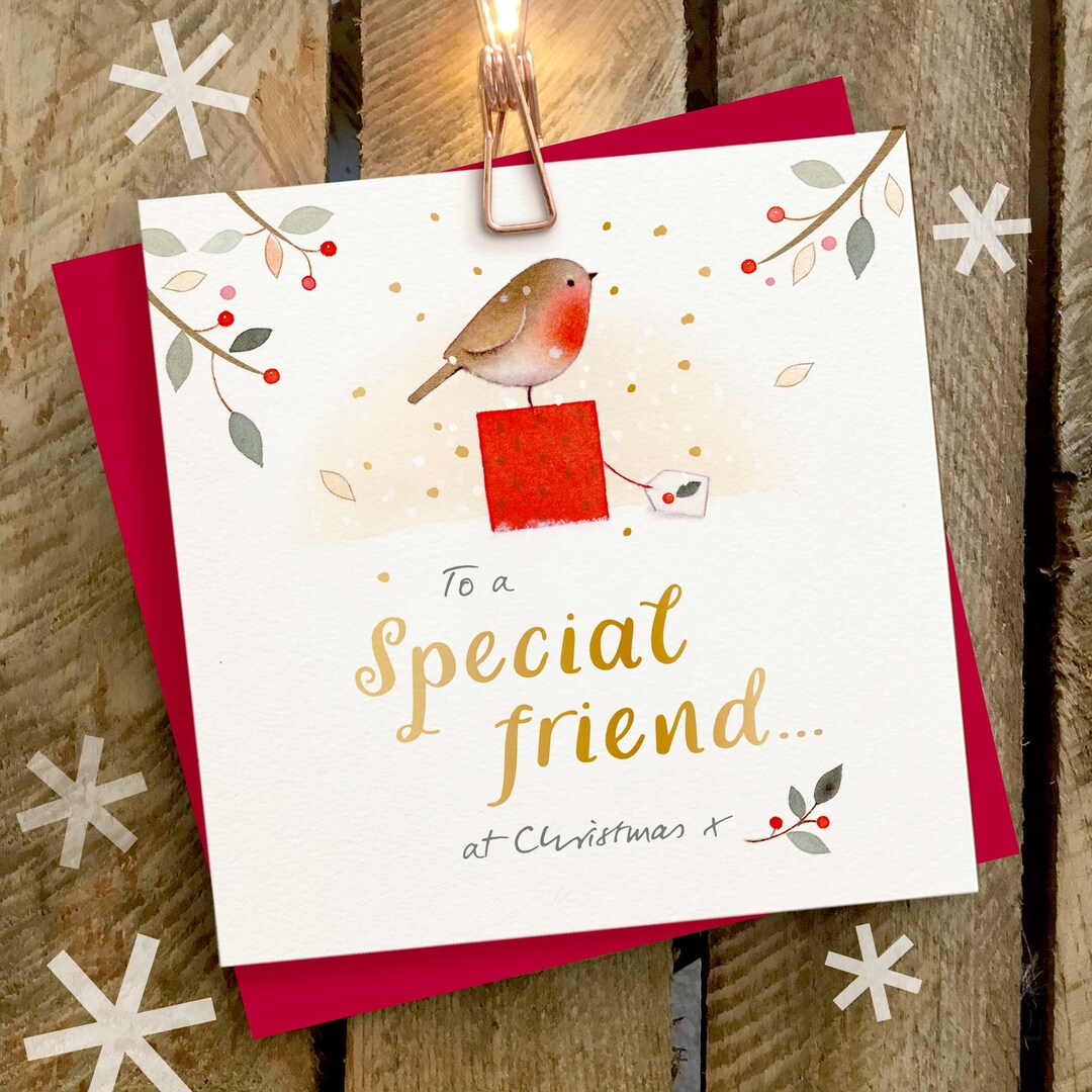 Robin Christmas Card, Special Friend, Gold Foil Caption - Etsy