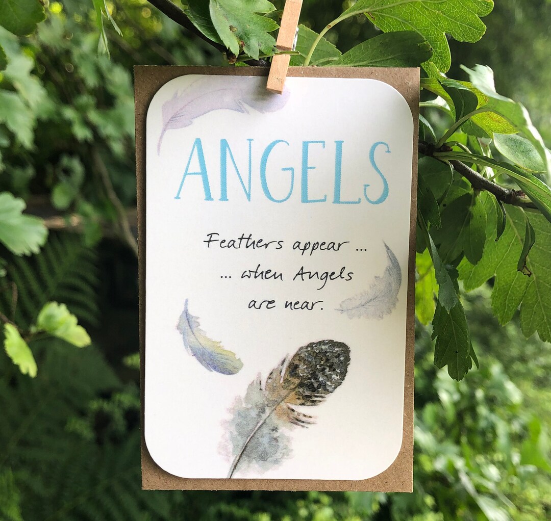 Angels and Feathers Keepsake Card, Inspirational Sympathy Gift - Etsy ...