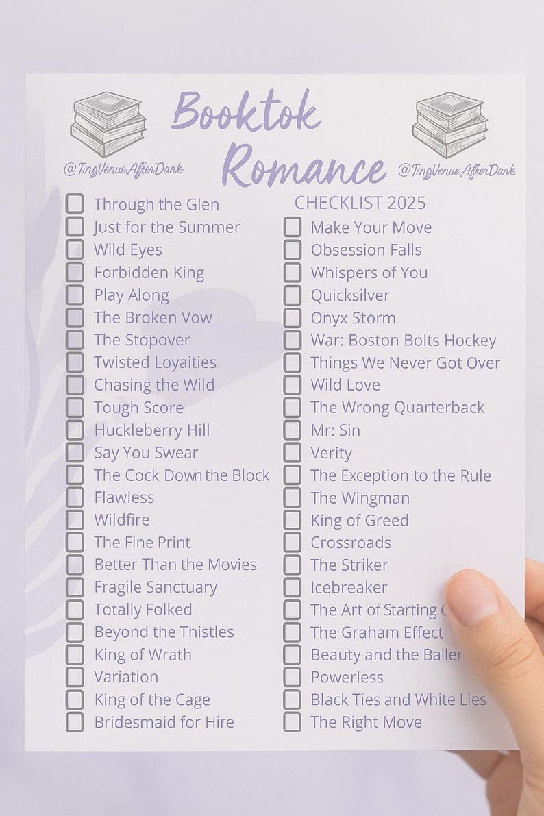 Romance Checklist – Printable PDF - Etsy