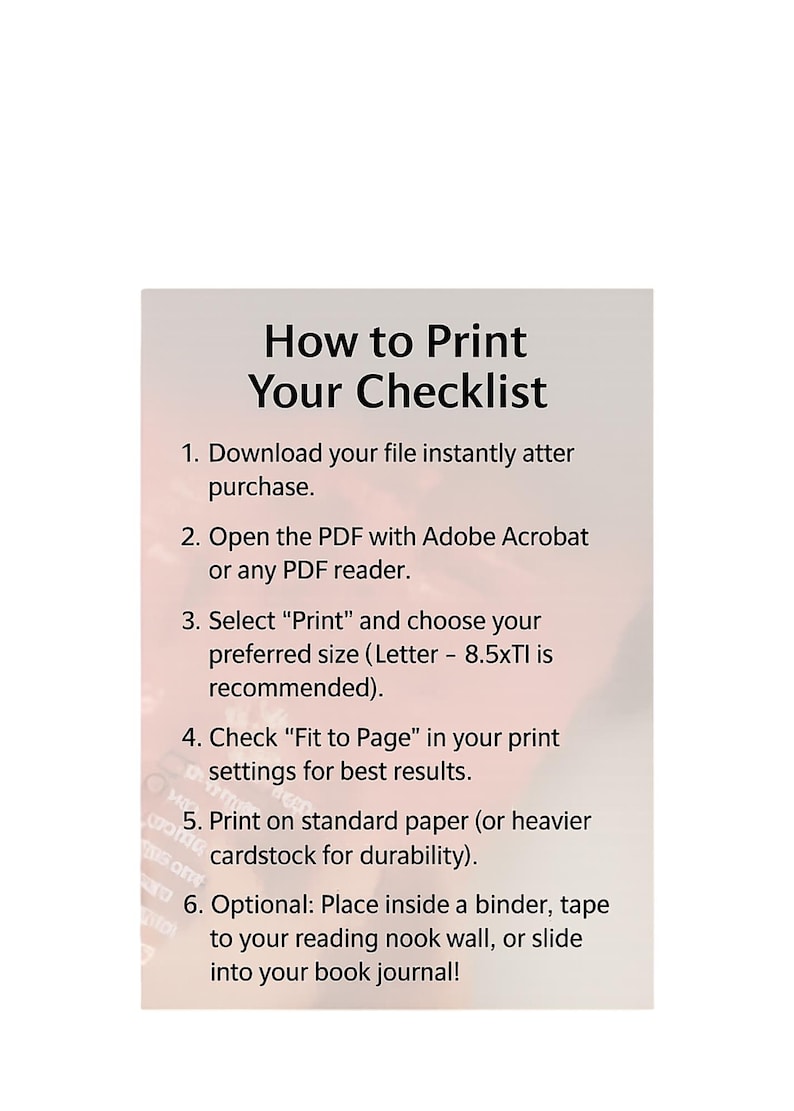Dark Romance Checklist – Printable PDF - Etsy