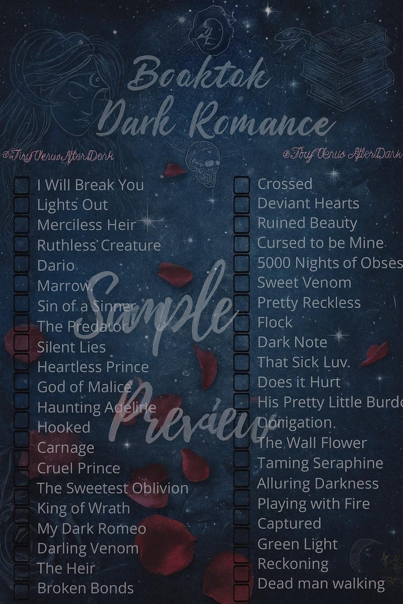 Dark Romance Checklist – Printable PDF - Etsy