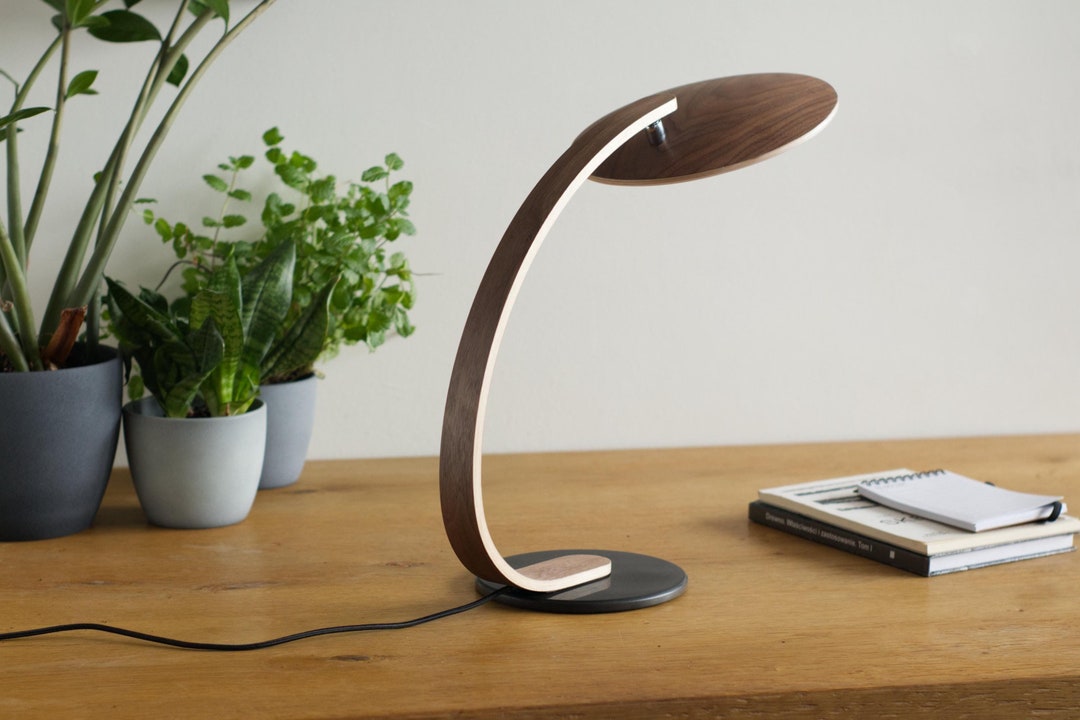 Walnut Table Lamp, Desk Accessories, Desk Decor, Night Light, Bedside ...