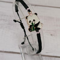 Handmade Panda Charm Bracelet Black and White Glass Bracelet Cute Panda ...