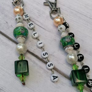 Personalised Name Keyring, White-green Keychain, Cute Gift, With Name ...
