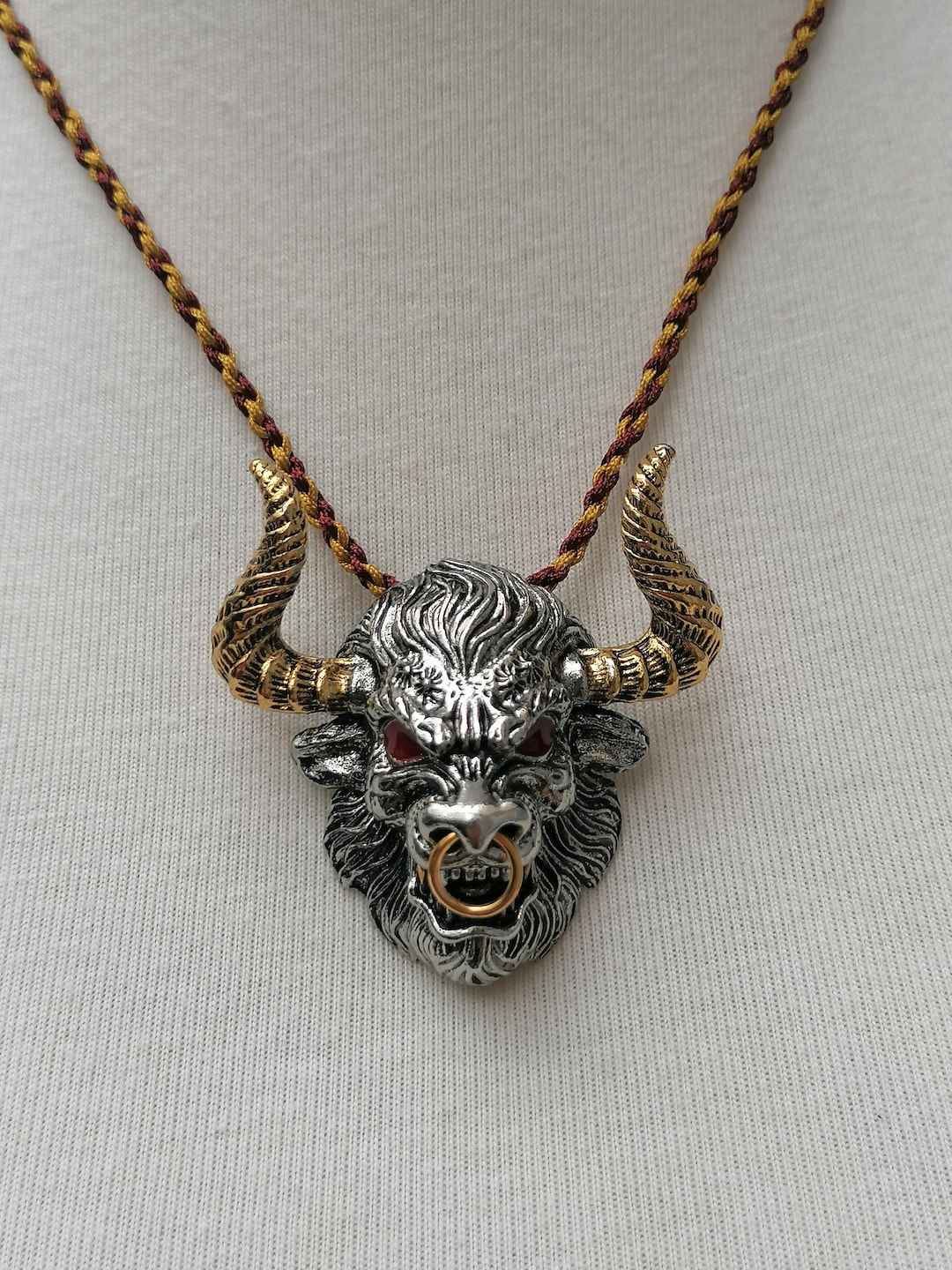 35 Colours, Red Eyed Minotaur, Bull Devil Necklace, Bull Devil Pendant ...