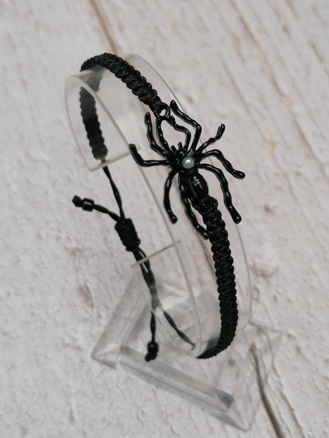 31 Colours, Pearl Black Spider Bracelet, Gothic Jewellery, Spider Lover ...