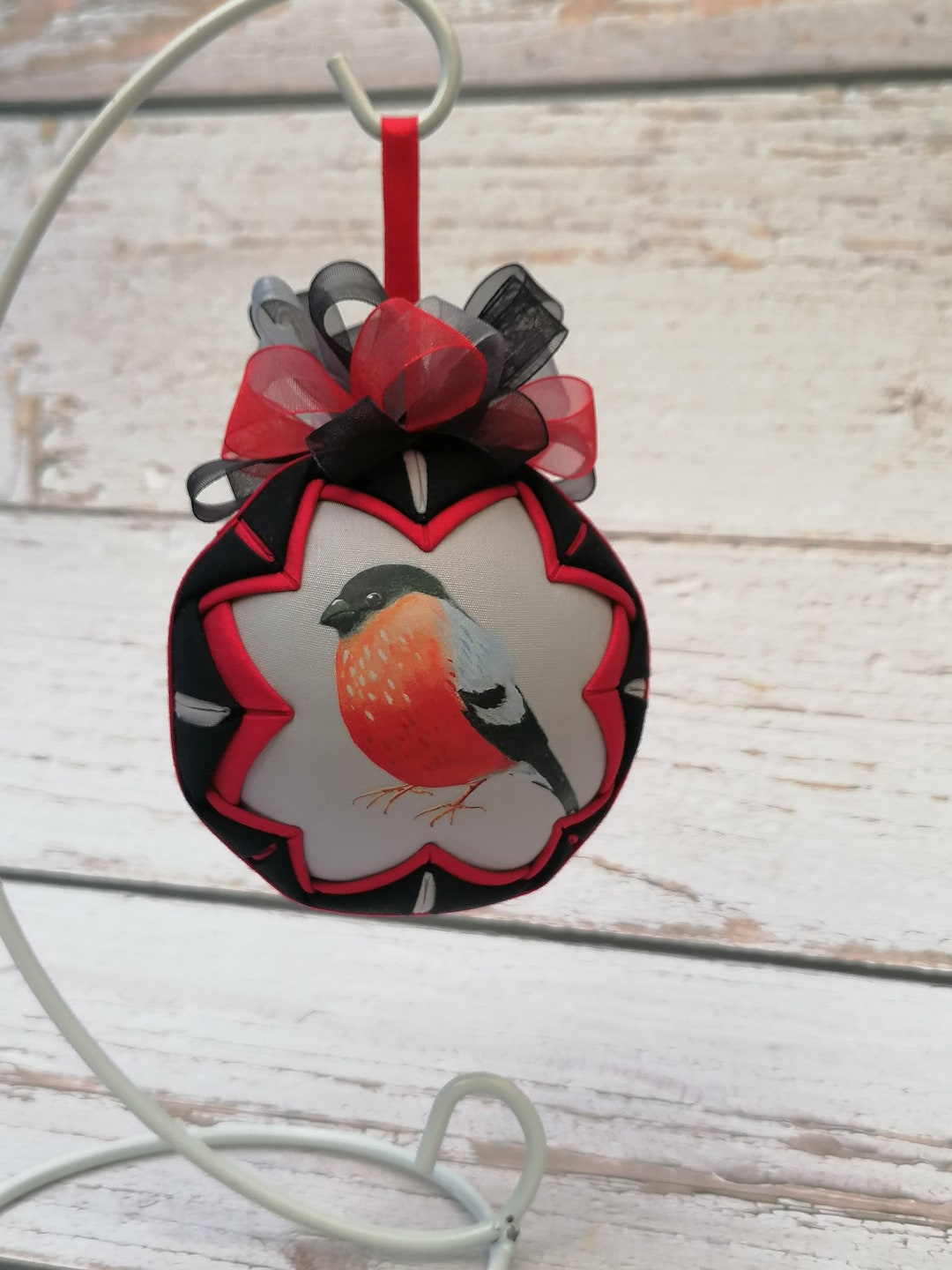 Quilted Robin Christmas Ornament, Robin Ornament, No Sew Quilted ...
