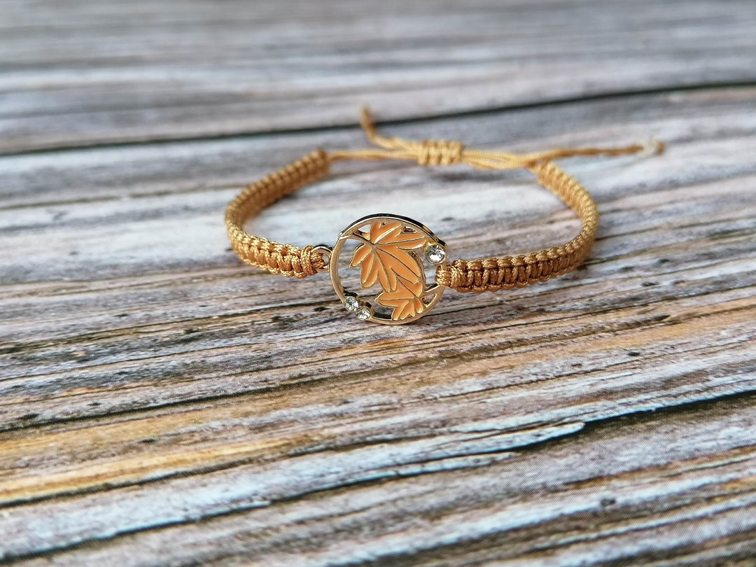 35 Colours, Maple Leaf Bracelet: Adjustable Cord, Nature Lover Gift - Etsy