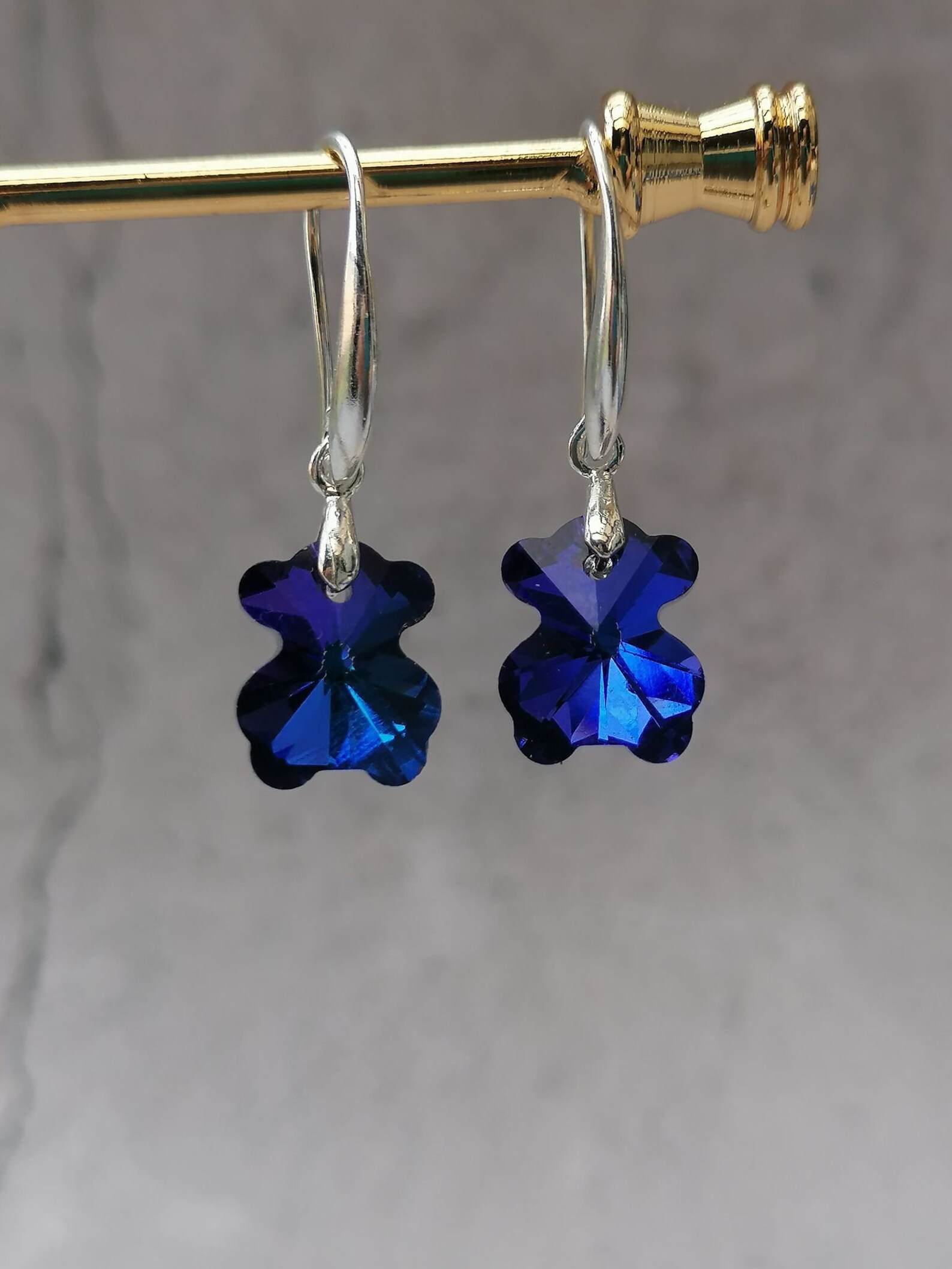 14mm Swarovski Crystal Teddy Bears Earrings Silver - Etsy