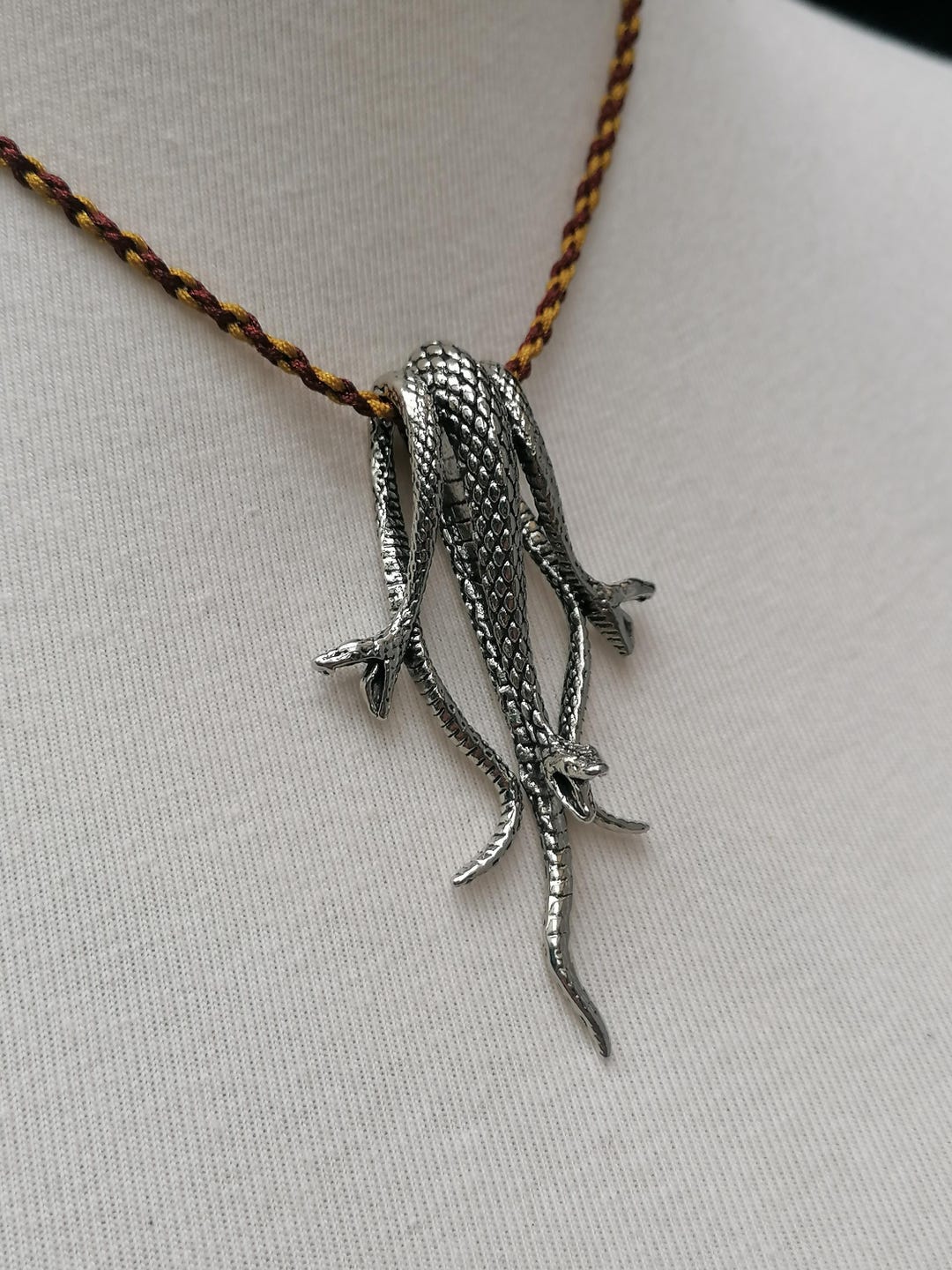 35 Colours, Vintage Gothic Snake, Three Guardian Snakes Necklace, Three ...