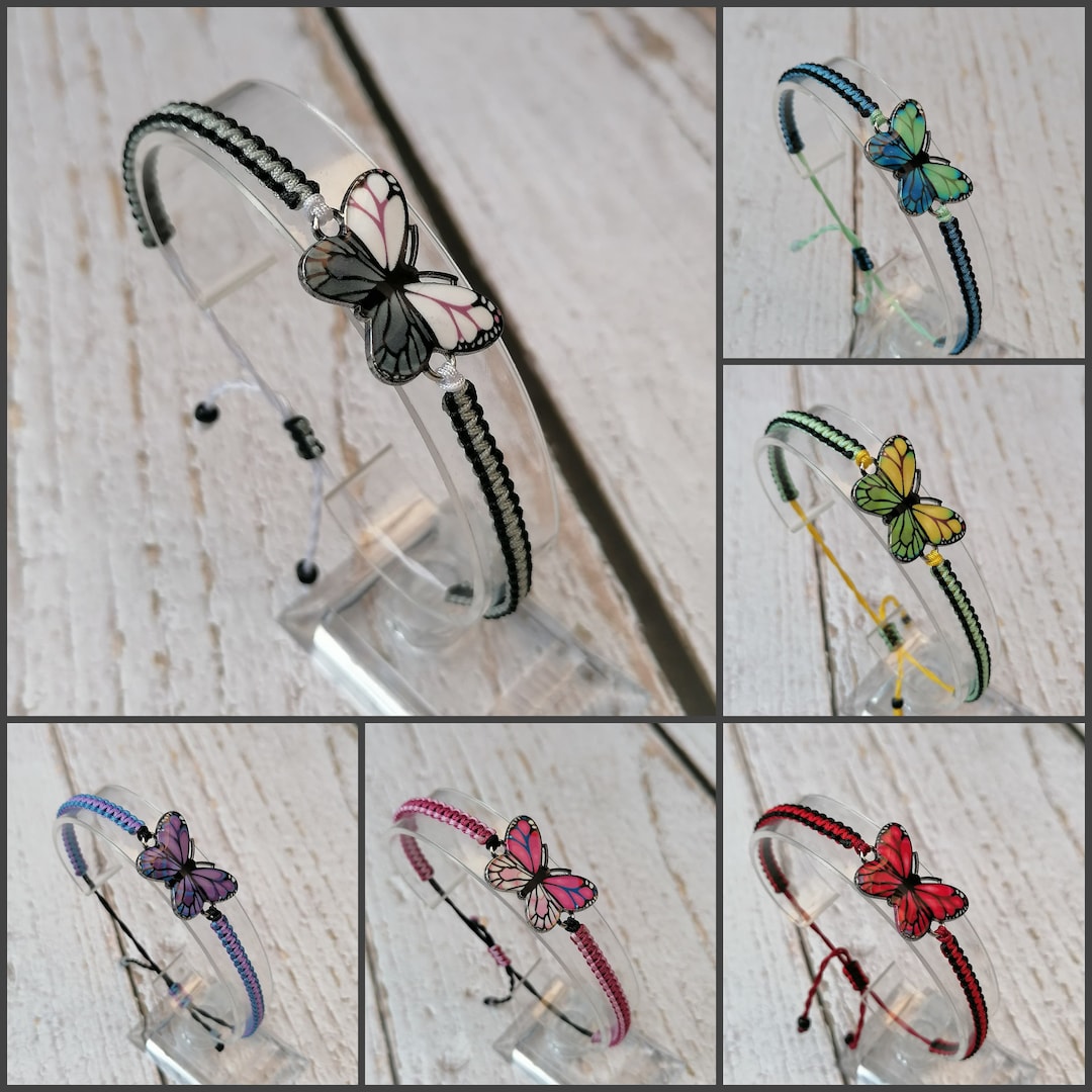 Butterfly Coloured Butterfly Bracelet Butterfly Adjustable - Etsy
