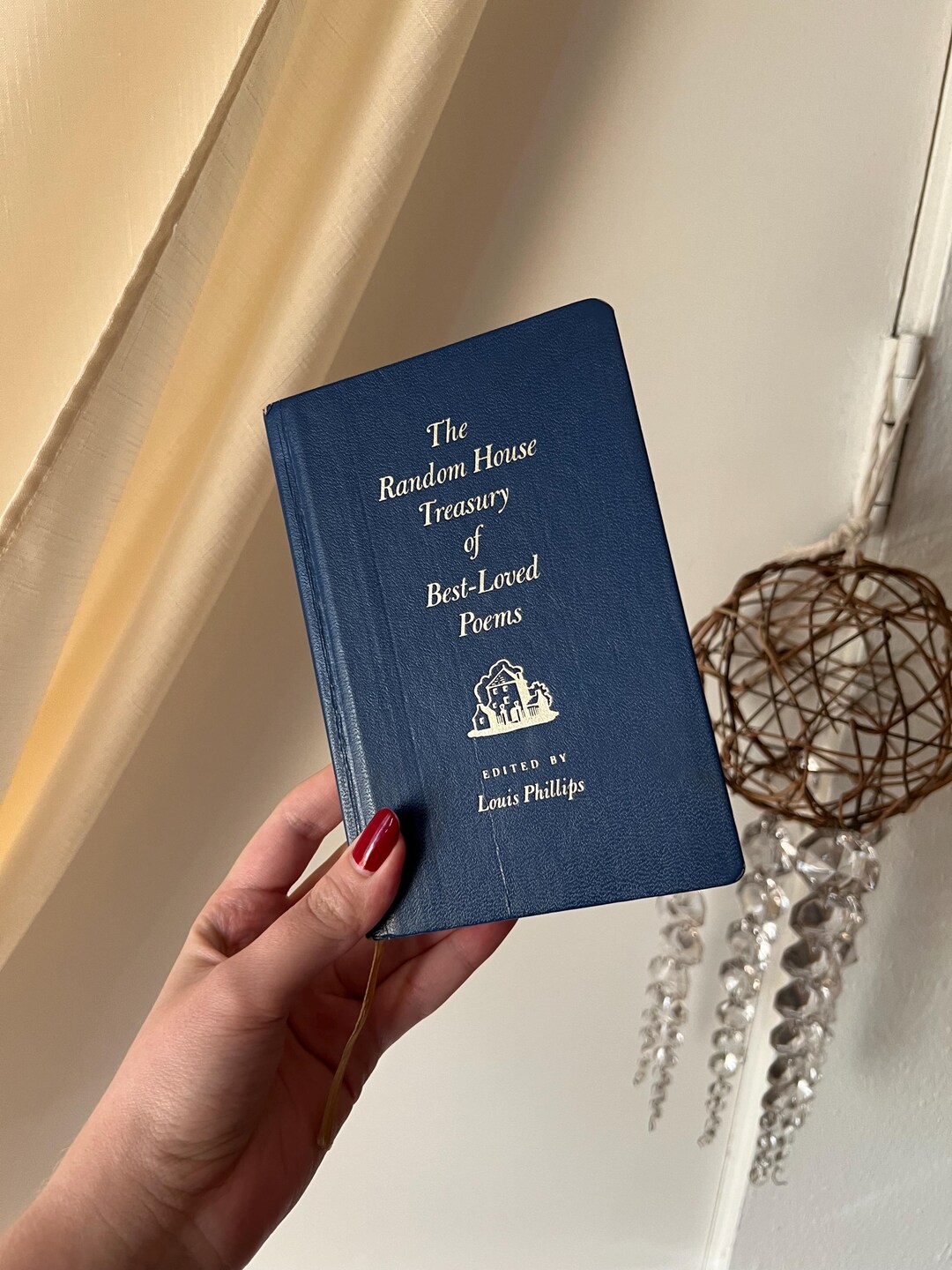 Vintage Poetry Book, Navy Blue Leather Bound With Silver Leaf Embossed ...