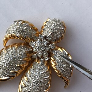 Exquisite Gold Plate Rhinestone Flower D'orlan Brooch Pin - Etsy