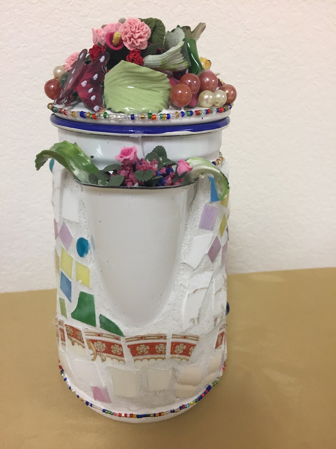 Mosaic Enamel Pitcherpitcher With Incredible Detailsfree - Etsy