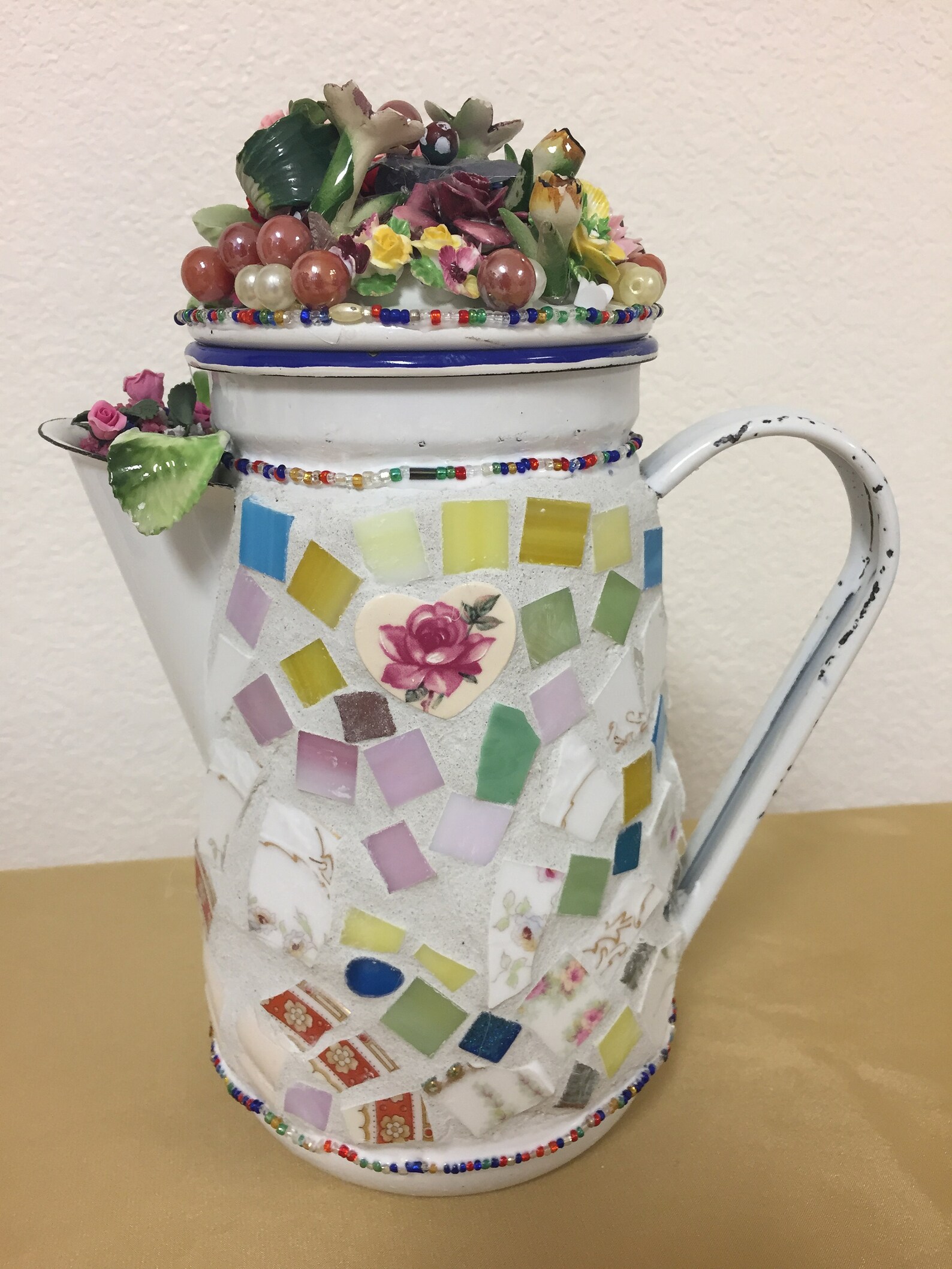 Mosaic Enamel Pitcherpitcher With Incredible Detailsfree - Etsy