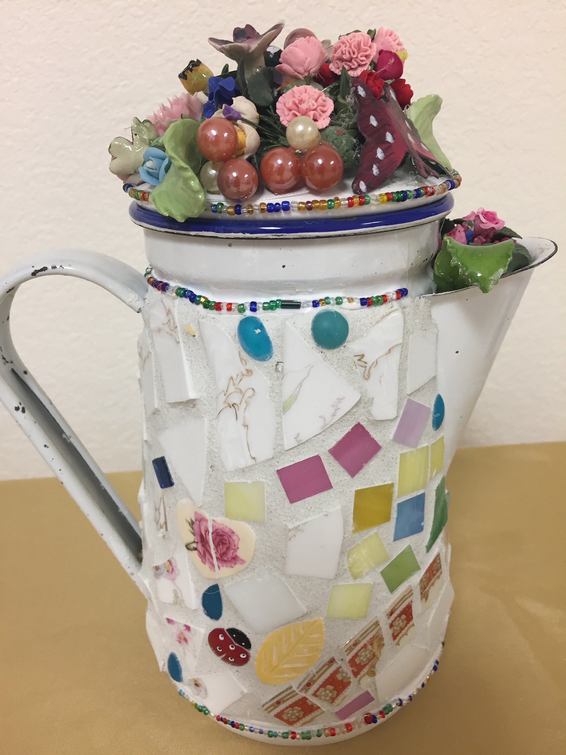 Mosaic Enamel Pitcherpitcher With Incredible Detailsfree Ground ...