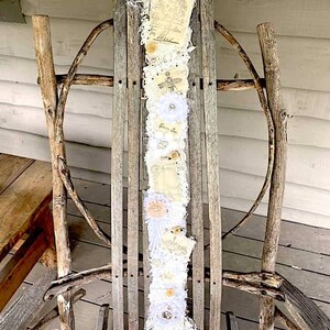 Parisian Inspired Kilt Pin Snippet Wall Hanging Lace Fabric Collage ...