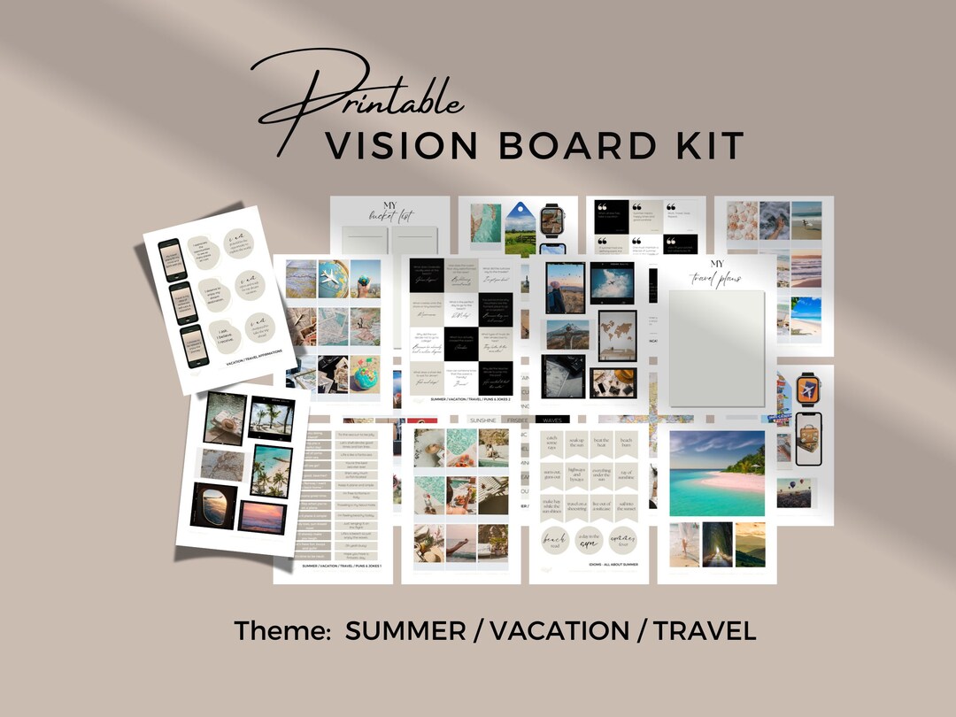 Summer Vision Board, Printable Vacation Visual Board, Dream Holiday ...