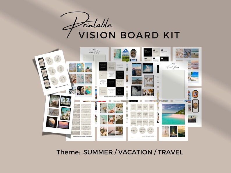 Summer Vision Board, Printable Vacation Visual Board, Dream Holiday ...