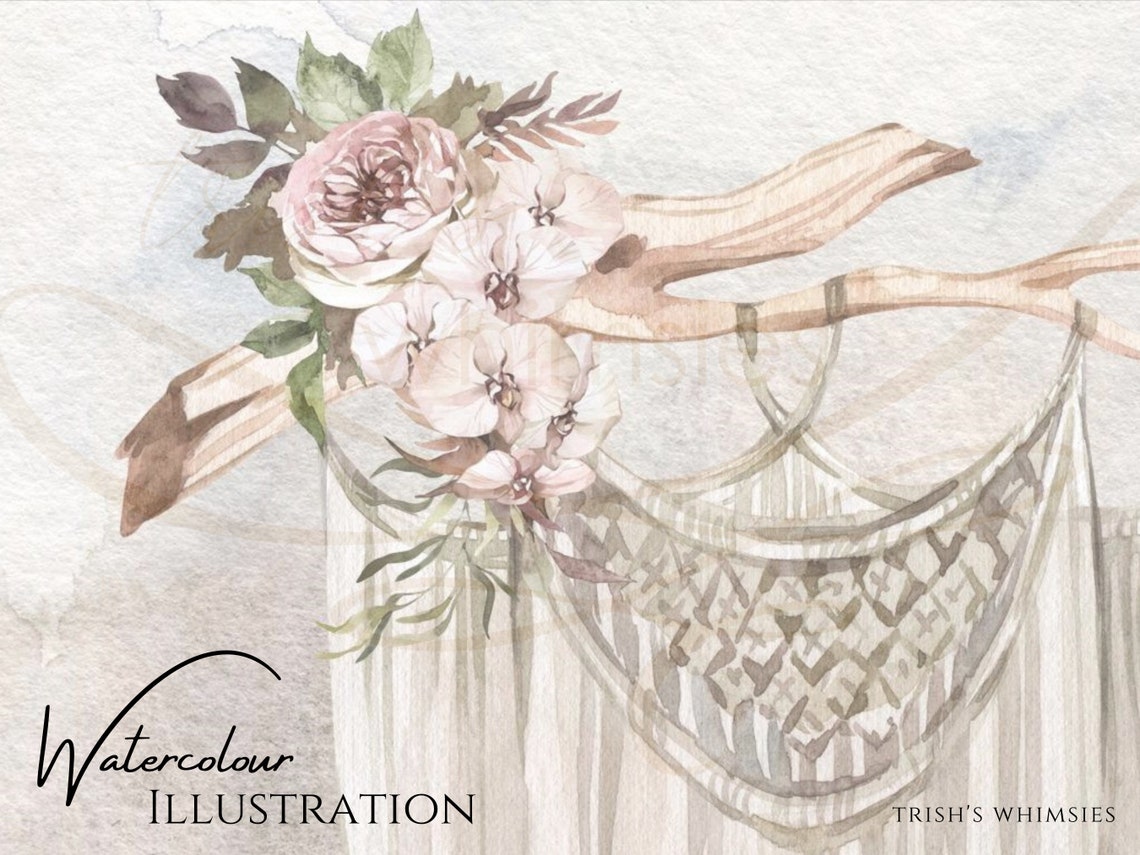 Macrame Birthday Card Floral, Printable Boho Birthday Greeting Card ...