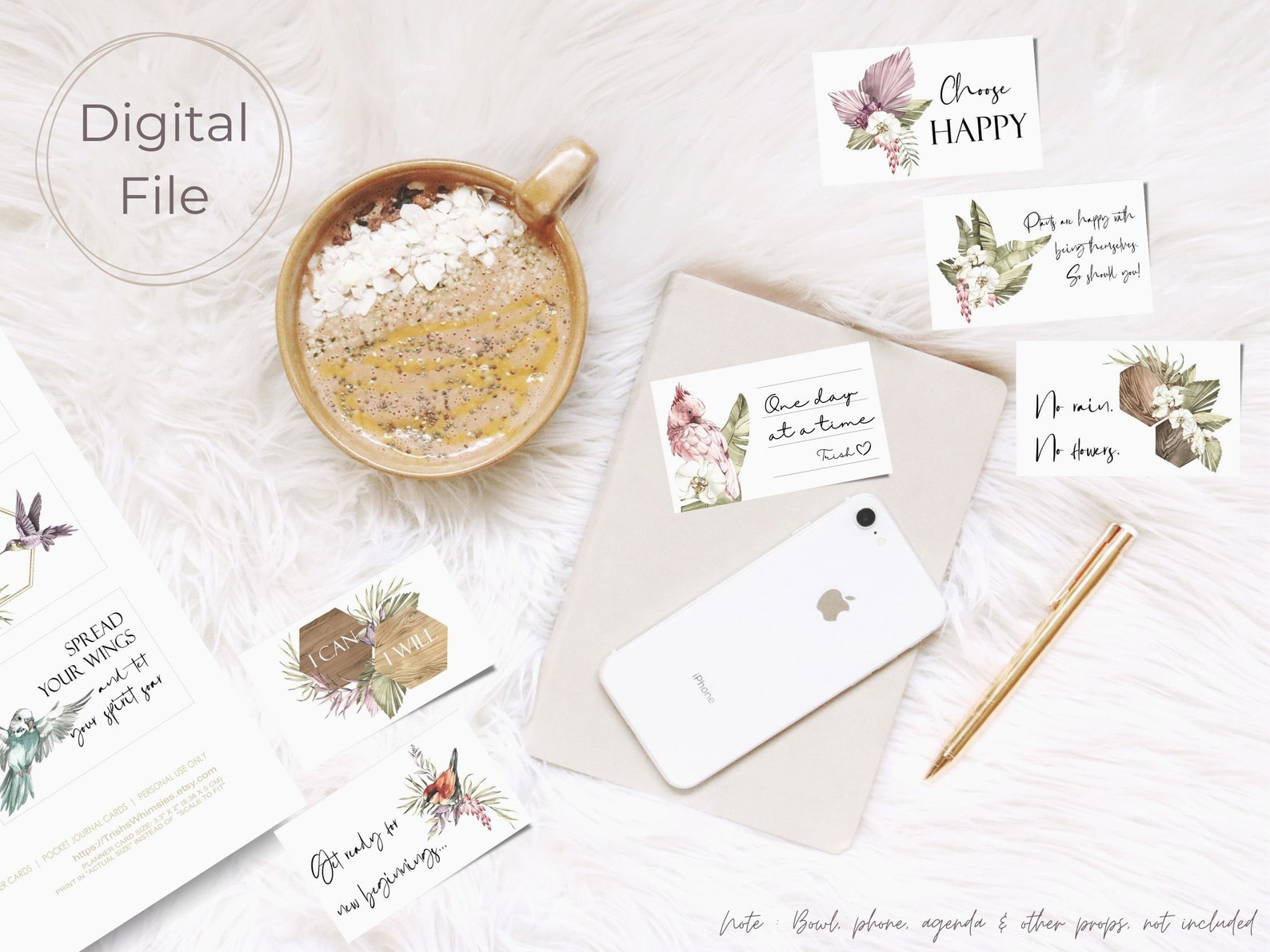 Printable Planner Cards, Tropical Theme Cards for Planners and Agendas ...